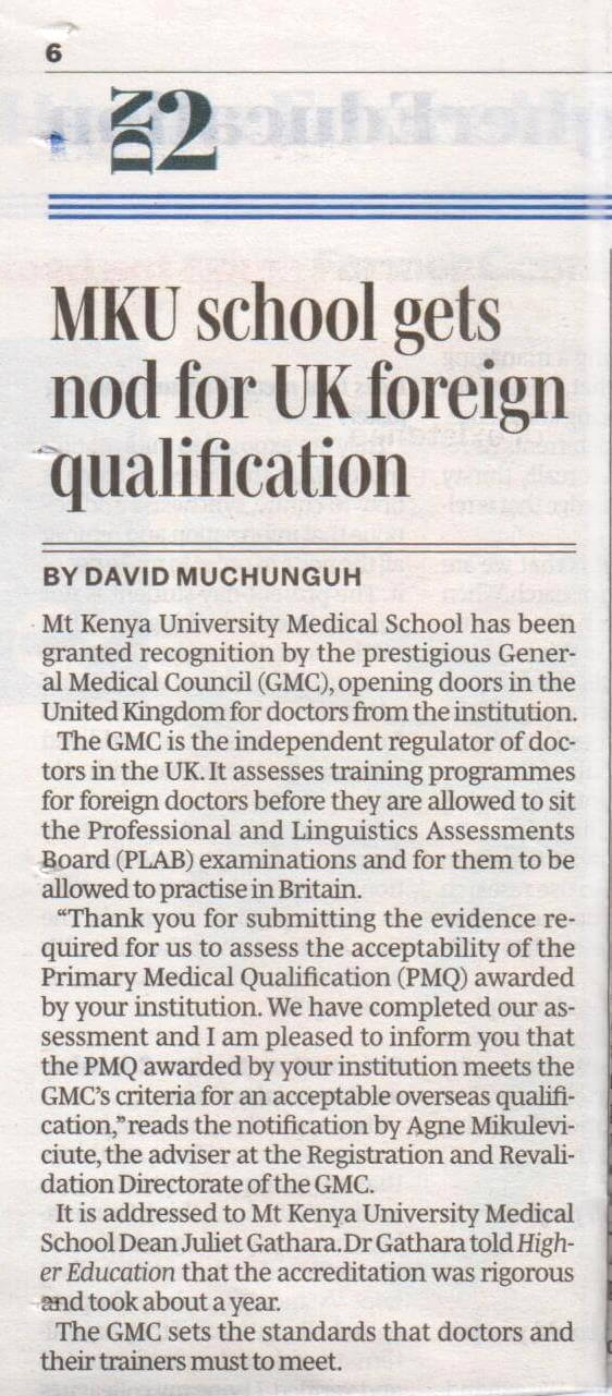 Doors open as MKU medical degrees earn global recognition - Mount Kenya ...